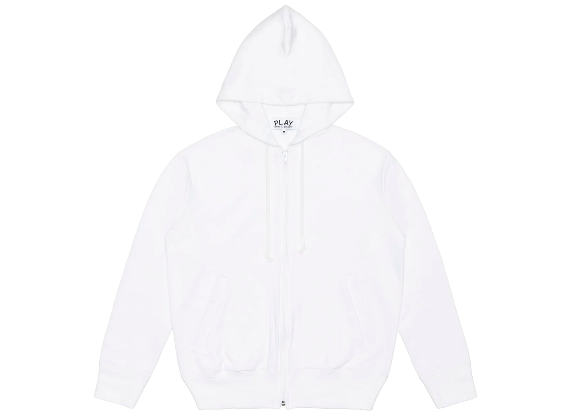 Comme des Garçons Play Black Emblem Back Logo Full Zip Hoodie in White ...