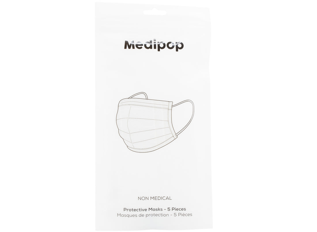 Medipop 5-Pack Adult Disposable Face Masks in White – Oneness Boutique