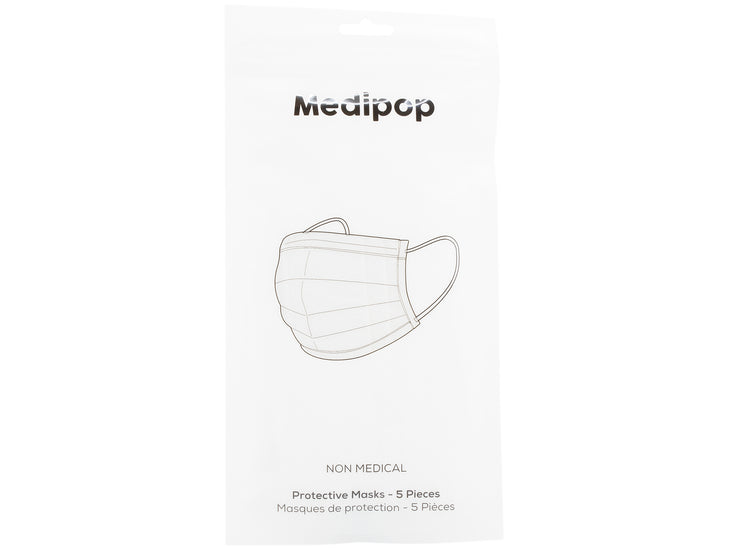 Medipop 5-Pack Adult Disposable Face Masks in White – Oneness Boutique