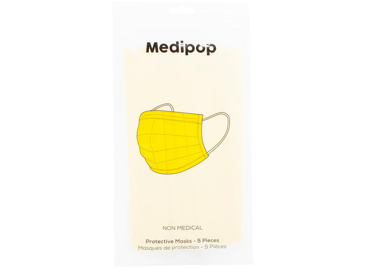 Medipop 5-Pack Adult Disposable Face Masks in Yellow – Oneness Boutique